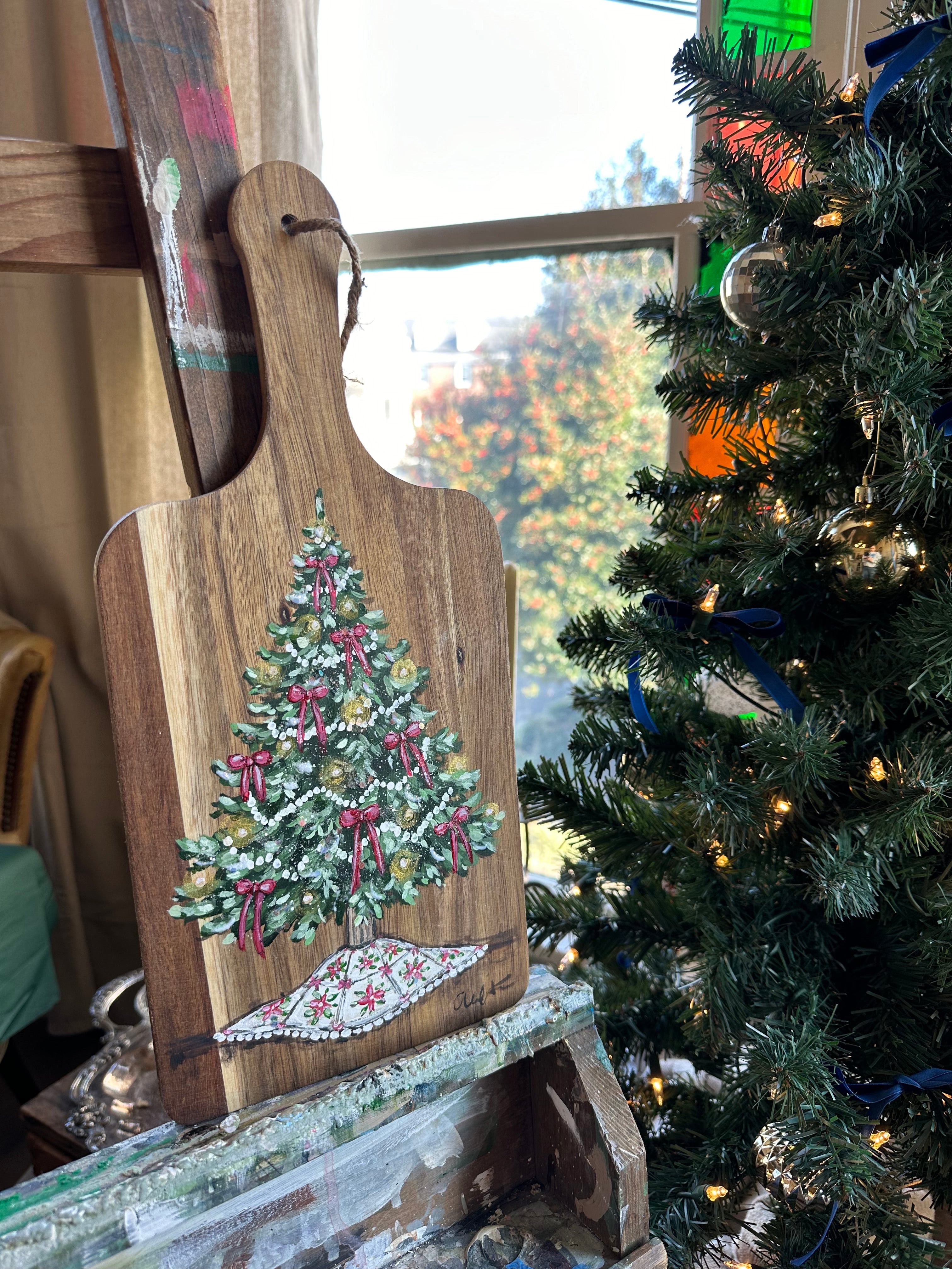 Original Red Bow Tree Board PRE ORDER – Southern Bales-Art by Allie's ...